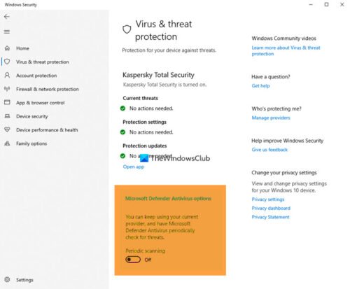 How to enable Windows Defender Periodic Scanning
