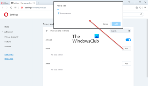 Allow or block Pop-Ups on Chrome, Edge, Firefox or Opera