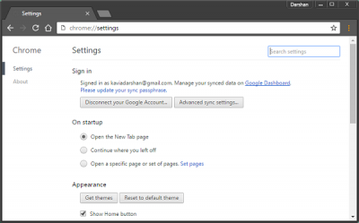 How to open Google Chrome Settings menu in a separate window