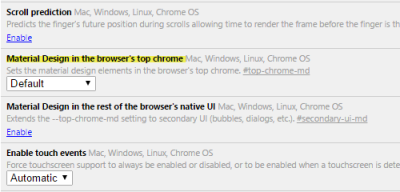 Enable or disable Google Chrome Material Design on Windows PC