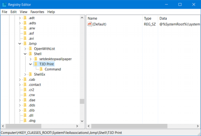 Remove 3D Print with 3D Builder item from Context Menu in Windows