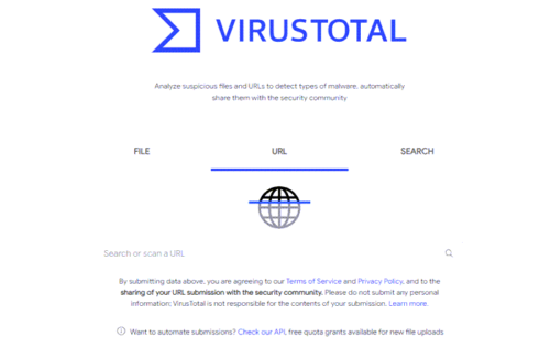 VirusTotal File scanner, URL scanner and Browser extensions