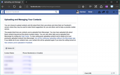 How to see and delete Contacts you have shared with Facebook