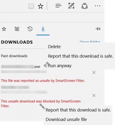 Windows SmartScreen filter warning messages explained