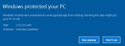 Windows SmartScreen filter warning messages explained