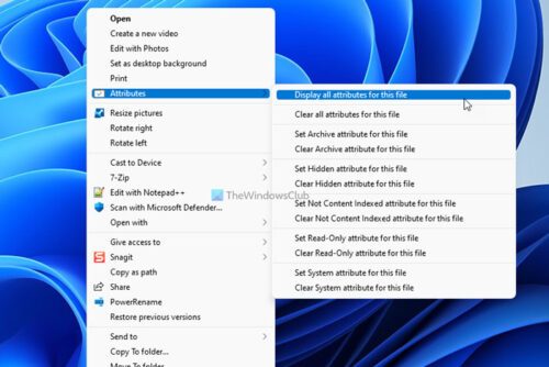 How to add File Attributes option to Context Menu in Windows 11/10