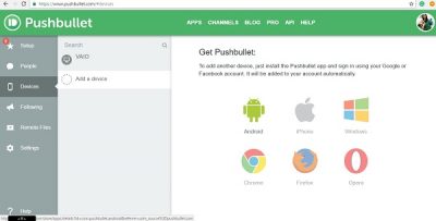 Pushbullet: Push data from Windows PC to Phone, Tablet, etc.