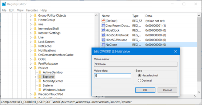 Remove Shutdown button from Login Screen, Start Menu, WinX menu