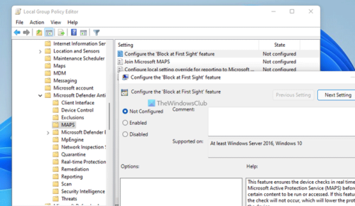 Block at First Sight protection in Windows Defender on Windows 11/10
