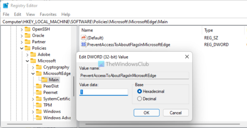 How to disable About:Flags page in Microsoft Edge web browser
