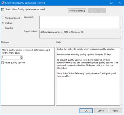 How to set the period to Defer Upgrades & Updates on Windows 11