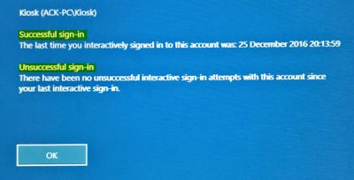 How to display information about Previous Logons in Windows