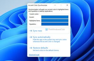 Accent Color Synchronizer for Windows 11/10