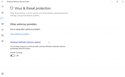 Windows Defender Security Center in Windows 10