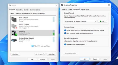 Improve, customize, enhance Speaker Sound quality in Windows 11