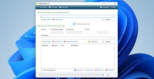 Auto sort downloaded files by type to folders with Digital Janitor