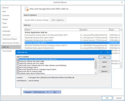 How to enable, disable or remove Microsoft Outlook add-ins