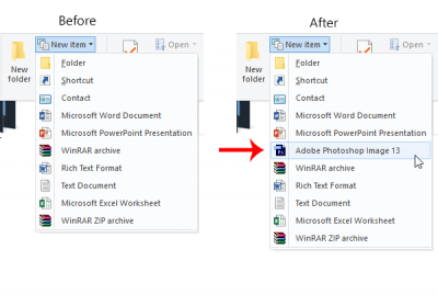 Add new file type in New Item of Windows Explorer Ribbon Menu