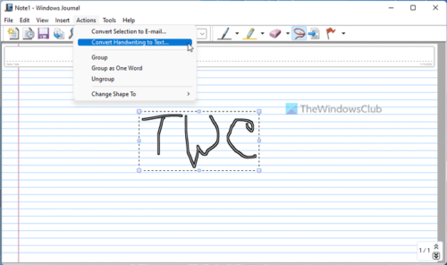 Convert Handwritten Notes to Text using Windows Journal