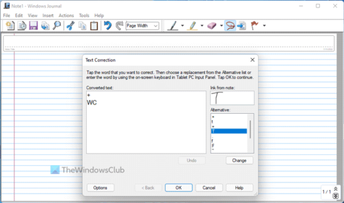 Convert Handwritten Notes to Text using Windows Journal