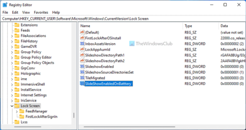 Disable, Enable Lock Screen Slide Show when on Battery in Windows