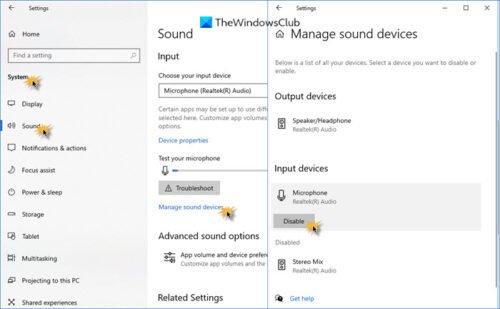 How to Disable or Turn off Microphone in Windows 11/10