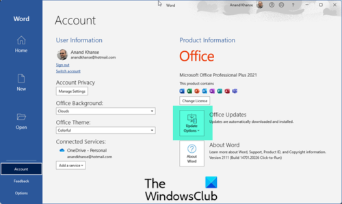 How to update Microsoft Office manually