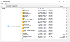 Access and restore Shadow Copies using ShadowExplorer on PC