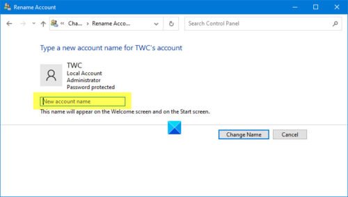 How to change User Account and Folder Name in Windows 11
