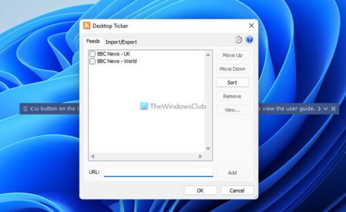 Desktop Ticker: Read RSS feeds directly on your Windows desktop