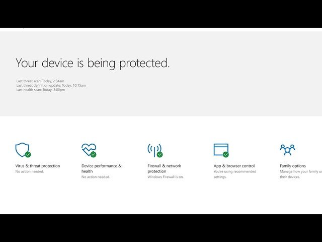 Windows Defender Security Center in Windows 10