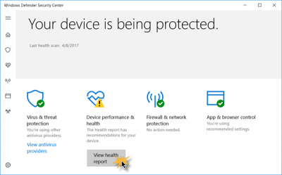 Windows Defender Security Center in Windows 10