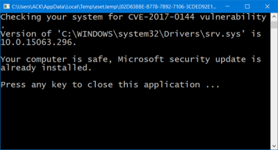 EternalBlue Vulnerability Checker checks if your Windows is vulnerable