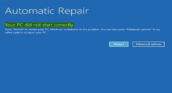 Fix Your PC did not start correctly message in Windows 11/10 Fix Your PC did not start correctly message in Windows 11/10