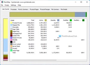 RAMMap is a memory usage analysis utility from Sysinternals