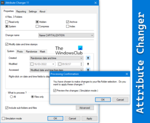 Attribute Changer: Free software to change file & folder attributes