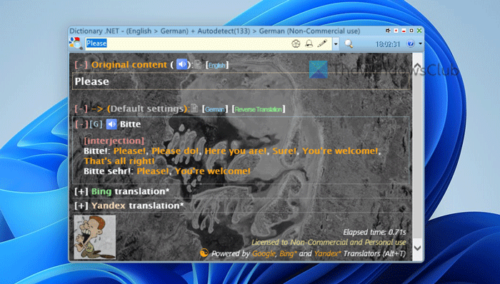 Dictionary .NET Est Une Application De Traduction De Bureau Pour PC ...
