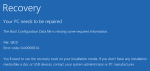 Error 0xc0000034, Boot Configuration Data file is missing some information