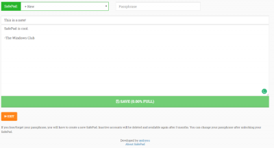SafePad is an end-to-end encrypted online Notepad