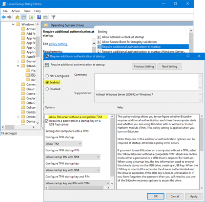 This device can’t use a Trusted Platform Module BitLocker error