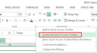 Customize the Quick Access Toolbar in Excel