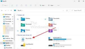 Display Recyle Bin in Computer folder or This PC folder