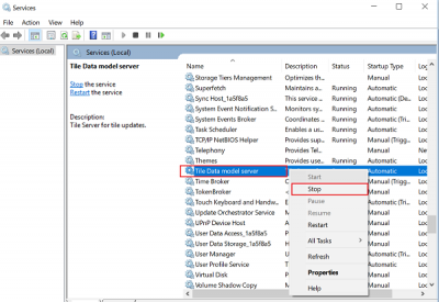 How to disable Tile Data Model Server on Windows PC