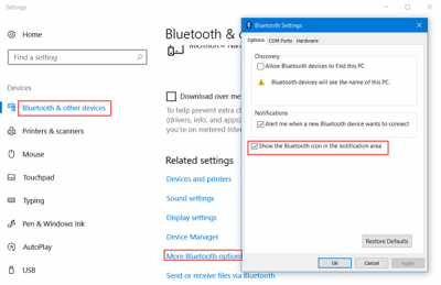 Bluetooth icon not showing in Windows 11 Taskbar