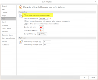 Turn off Outlook Calendar reminders and popup notifications