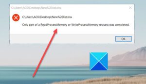 Only Part Of Readprocessmemory Or Writeprocessmemory Request Was Completed