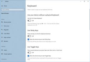 Ease of Access Keyboard Settings on Windows 11/10