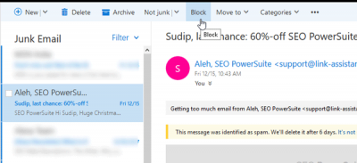 Block Sender or Contact from sending emails in Gmail or Outlook