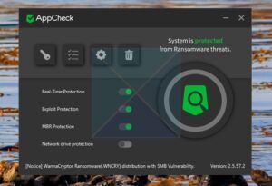 AppCheck Anti-ransomware protects your PC against ransomware attacks