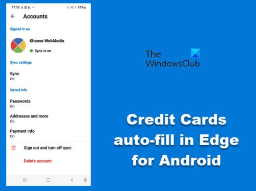 Set up autofill for Credit Cards in Microsoft Edge for Android